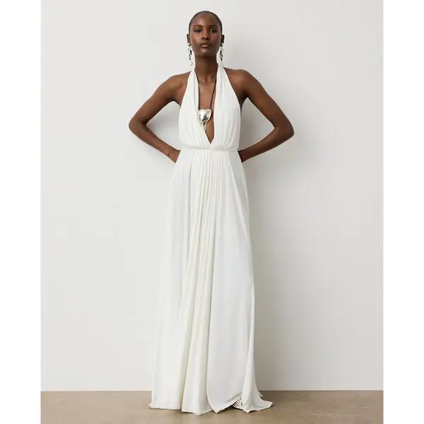 Ralph Lauren Lesley Pleated Jersey Evening Dress