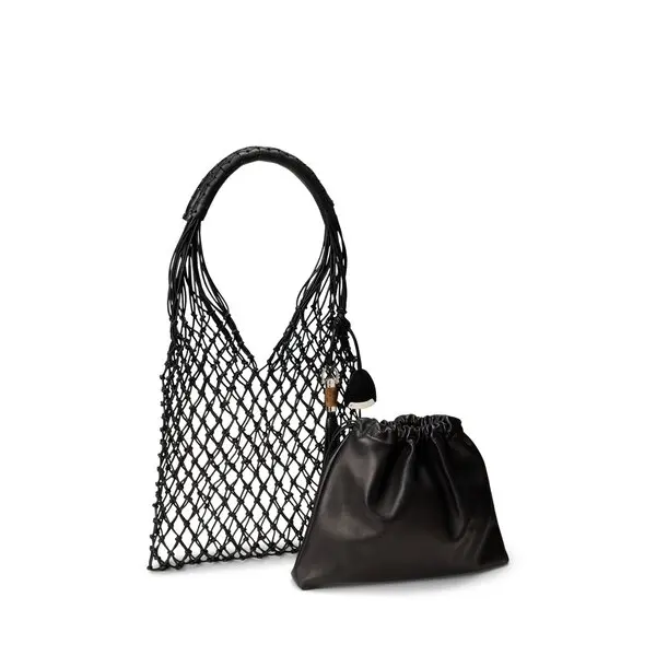 Ralph Lauren Macramé Calfskin Tote - Black