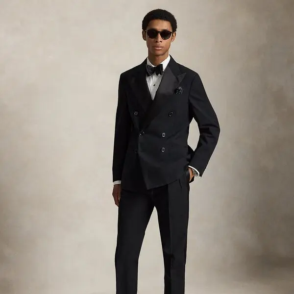 Ralph Lauren Pleated Seersucker Tuxedo Trouser