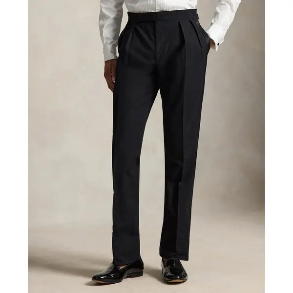 Ralph Lauren Pleated Seersucker Tuxedo Trouser