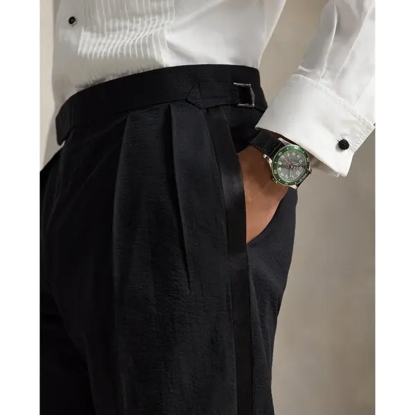 Ralph Lauren Pleated Seersucker Tuxedo Trouser