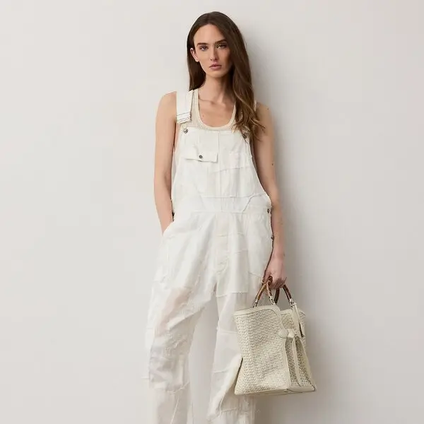 Ralph Lauren Garrick Denim Patchwork Jumpsuit - Ivory Mosiac