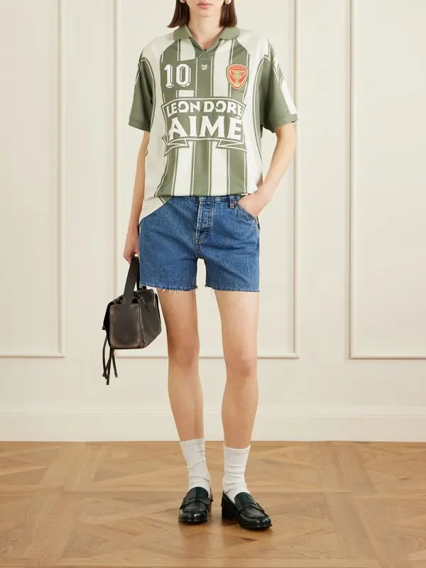 Aimé Leon Dore Logo Appliquéd Striped Jersey T-shirt - Green
