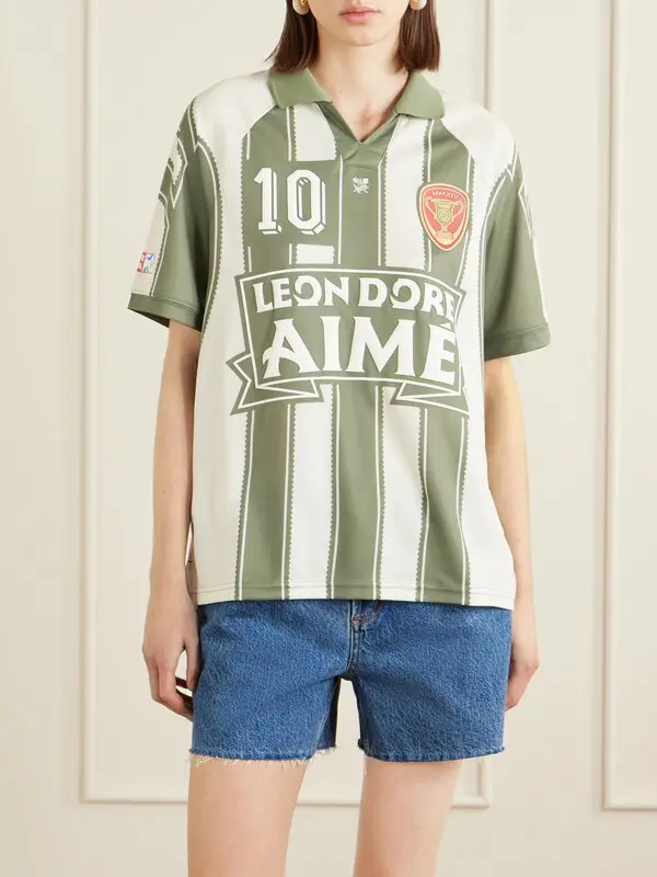 Aimé Leon Dore Logo Appliquéd Striped Jersey T-shirt - Green