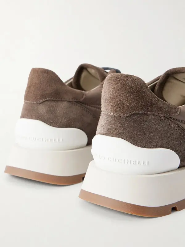 Brunello Cucinelli Monili Bead-embellished Shell Sneakers - Brown