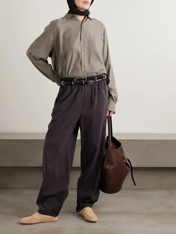 SSSTEIN Pleated Silk-blend Track Pants