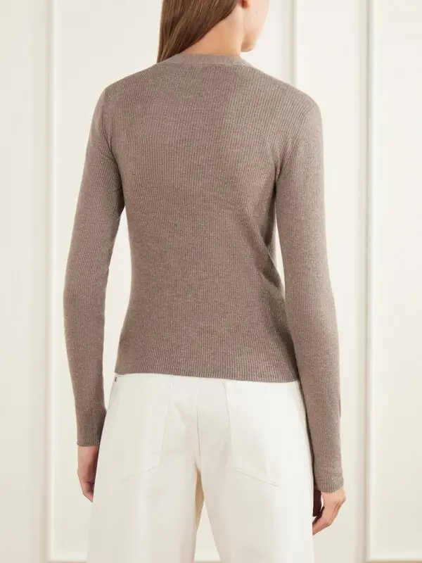Brunello Cucinelli Metallic Ribbed-knit Cardigan - Brown
