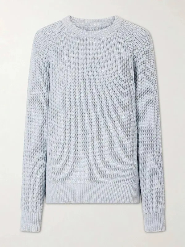 Aimé Leon Dore Cotton Ribbed Crewneck Sweater - Blue