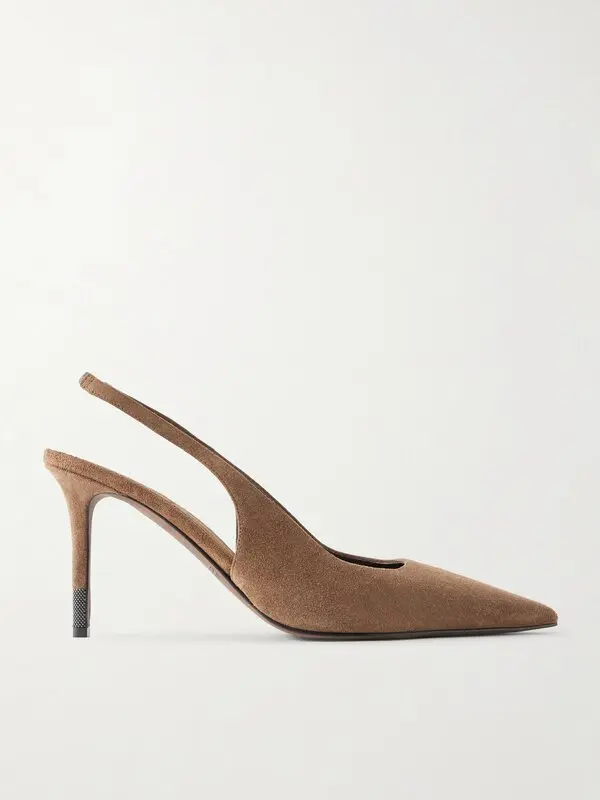 Brunello Cucinelli 80 Suede Slingback Pumps