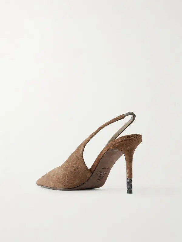 Brunello Cucinelli 80 Suede Slingback Pumps