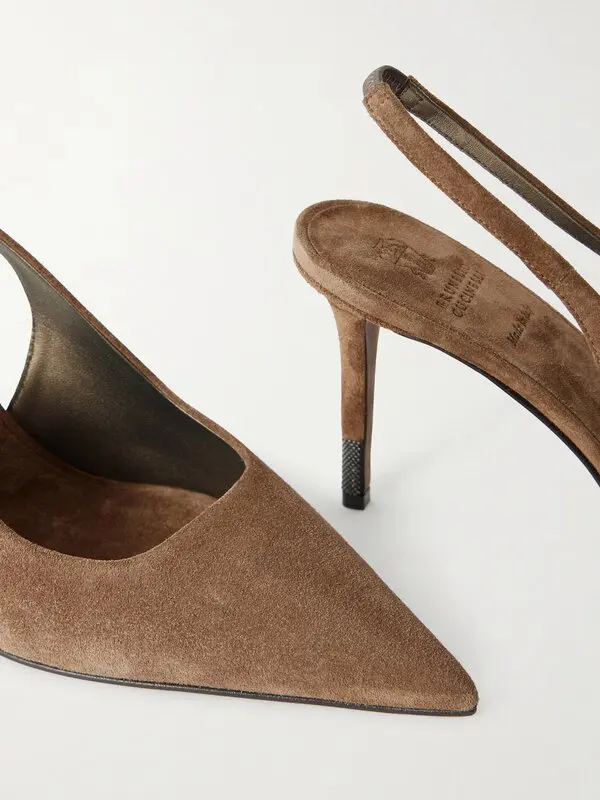 Brunello Cucinelli 80 Suede Slingback Pumps