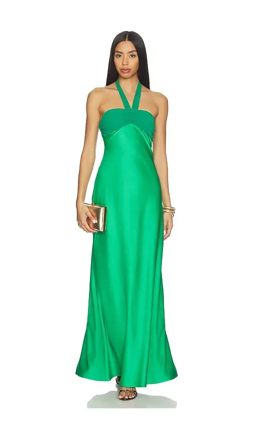 RUNAWAY THE LABEL Marilla Ruched Halter Maxi Dress