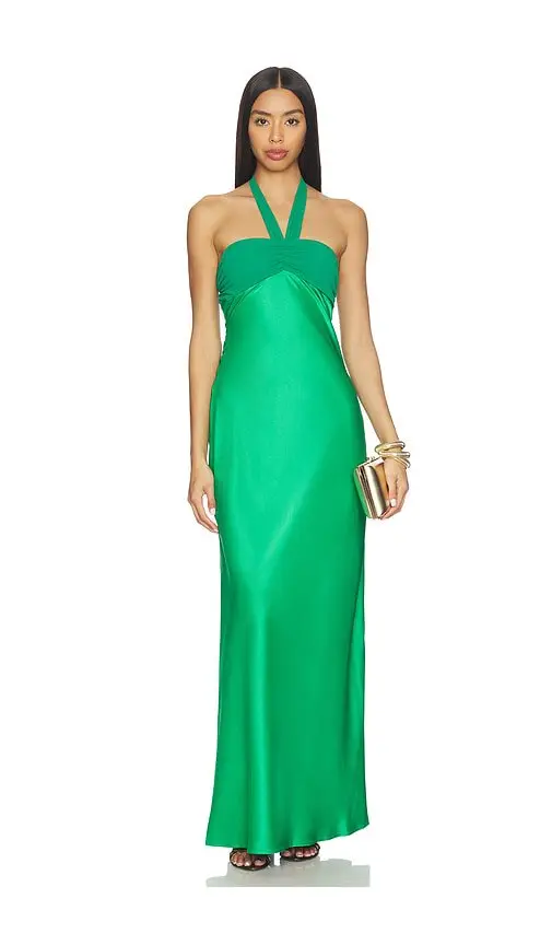 RUNAWAY THE LABEL Marilla Ruched Halter Maxi Dress