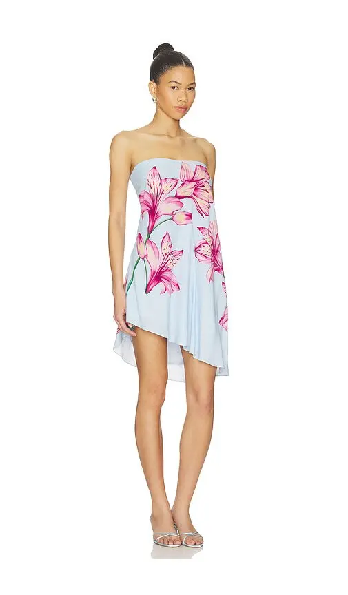 Rococo Sand Printed Strapless Mini Dress - Blue