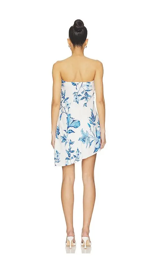 Rococo Sand Asymmetric Bias Mini Dress - White Blue