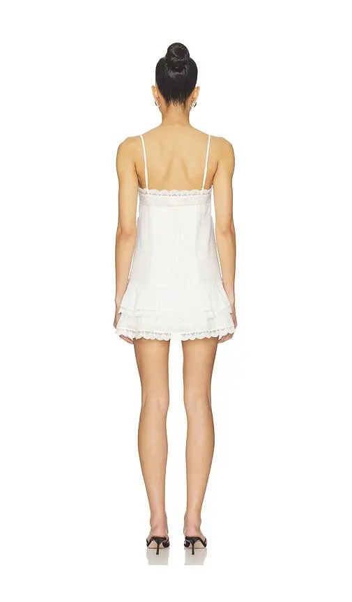 Rococo Sand Lace Trimmed Tiered Mini Dress