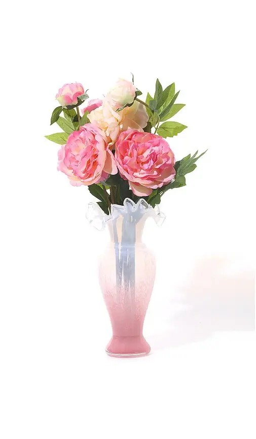 NOON & MOON Peony Frost Ruffled Vase In Pink