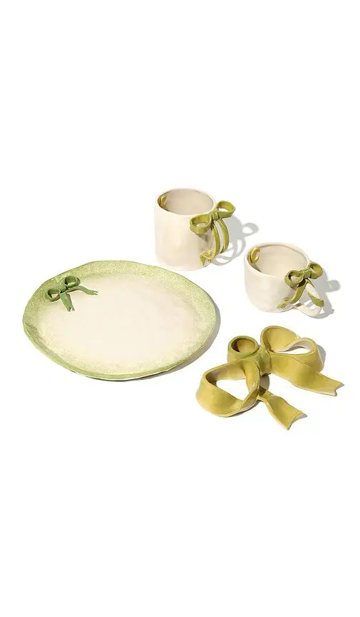 NOON & MOON Bowknot Coffee Mug In Olive