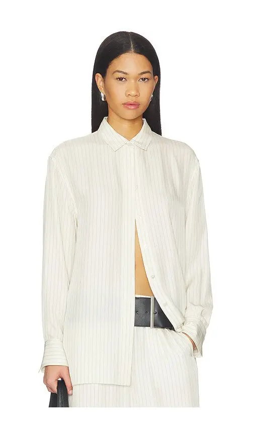 Theory Hi Low Sateen Blouse - Rice Multi