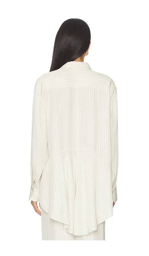Theory Hi Low Sateen Blouse - Rice Multi