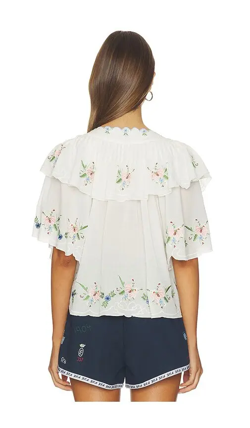 Sea Serafina Embroidery Shortsleeve Top - Cream