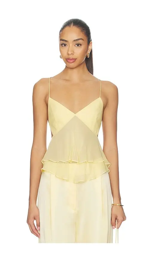 THE SEI Cut Out Ruffle Cami
