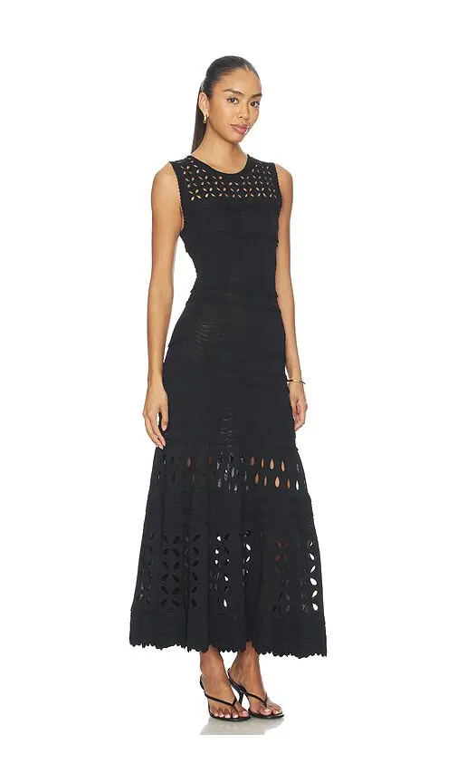 Ulla Johnson Lakshmi Eyelet Knit Maxi Dress - Noir