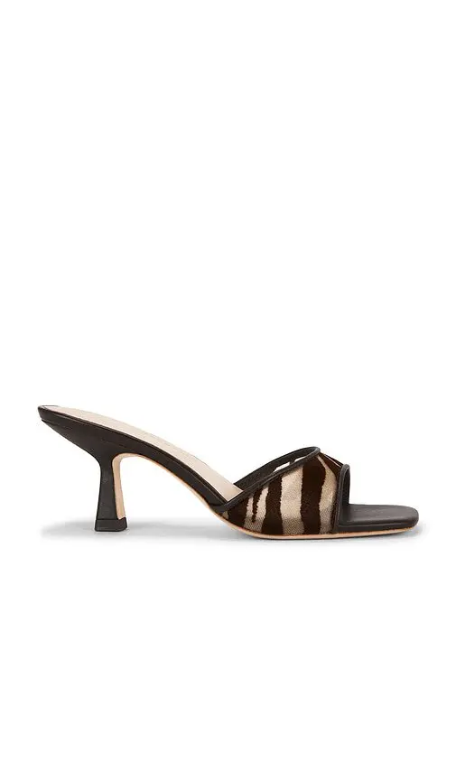 LOEFFLER RANDALL Tavia Mesh Mid Heel In Black,nude - Dark Brown & Zebra Flocked Mesh
