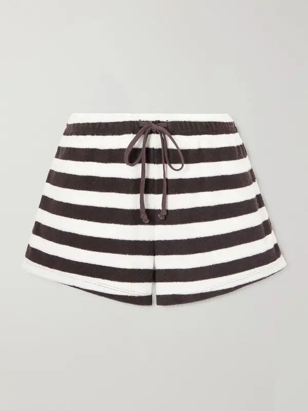 Suzie Kondi Shallis Striped Cotton-blend Terry Shorts - Brown