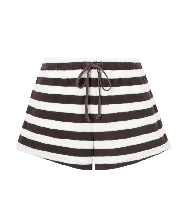 Suzie Kondi Shallis Striped Cotton-blend Terry Shorts - Brown