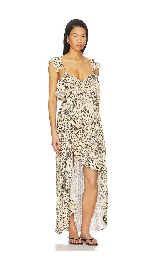 SPELL Snow Leopard Strappy Gown