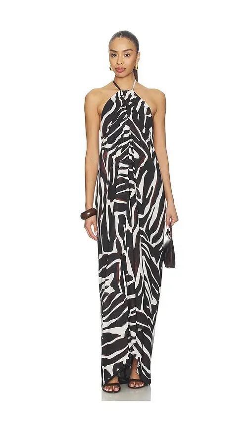 Superdown Jaslynn Halter Maxi Dress - Zebra Print