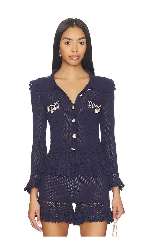 SELF-PORTRAIT Self Embellished Cardigan - Navy