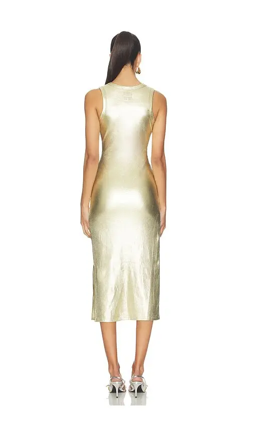 NEVER FULLY DRESSED Metallic Ribbed Midi Dress