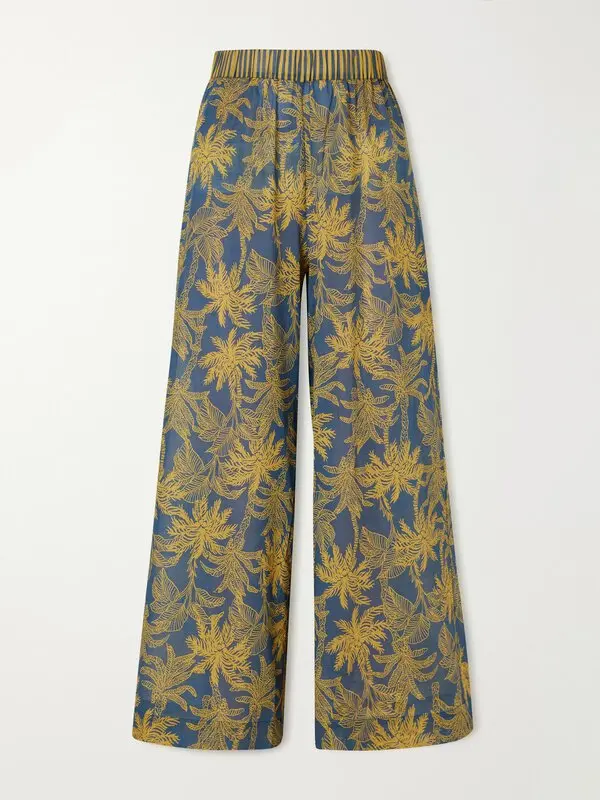 ERES Itinerant Printed Cotton-voile Straight-leg Pants - Blue