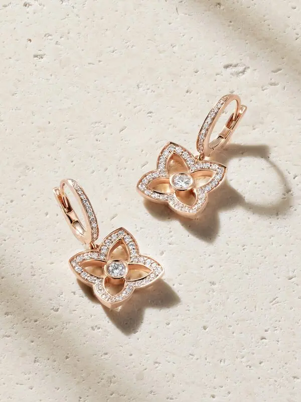 De Beers Enchanted Lotus Bloom Sleeper Diamond Earrings - Rose Gold