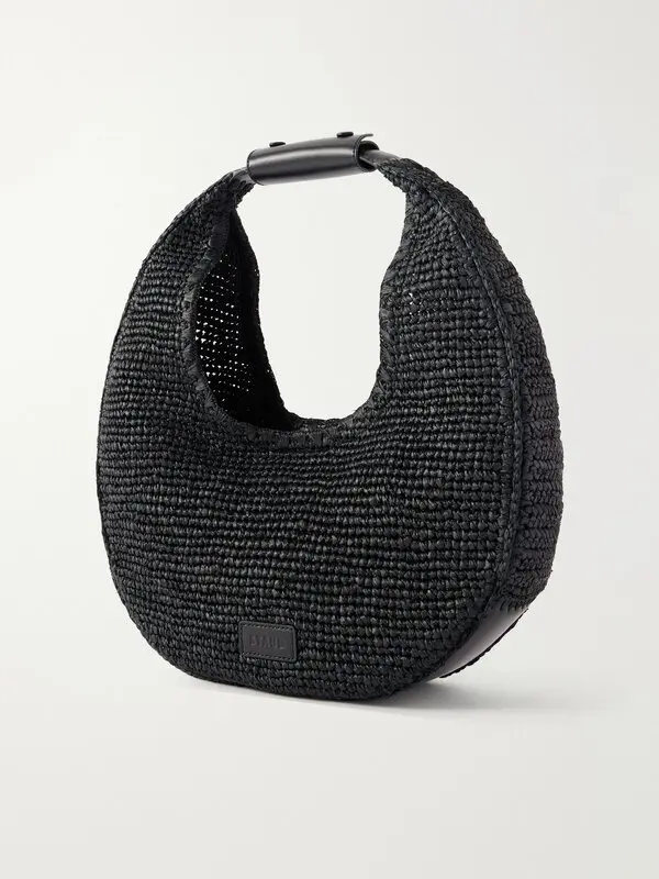 Staud Moon Large Raffia Tote - Black