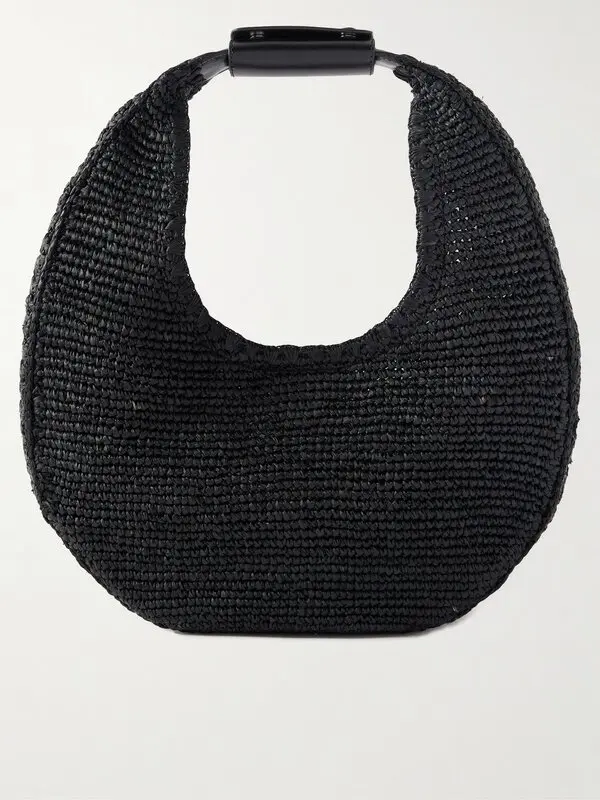 Staud Moon Large Raffia Tote - Black