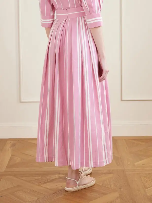 DESTREE Irving Striped Cotton And Linen-blend Maxi Skirt - Pink