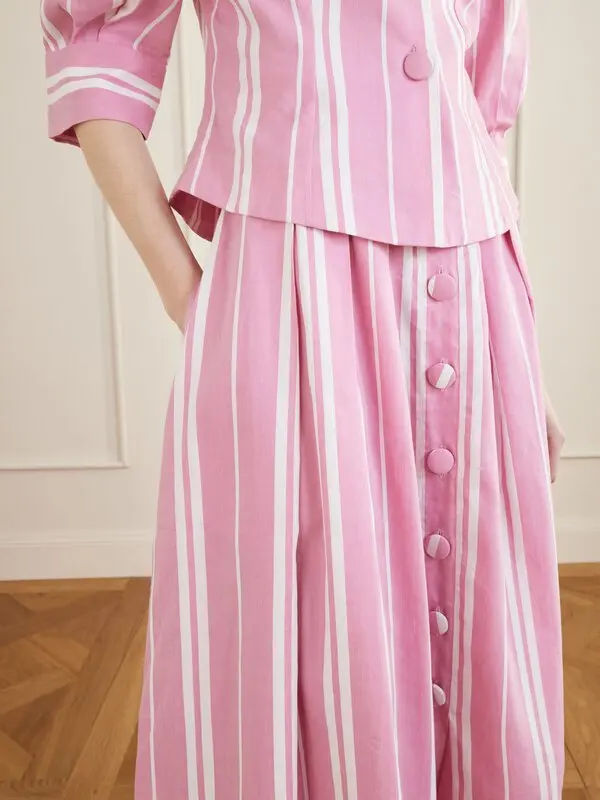 DESTREE Irving Striped Cotton And Linen-blend Maxi Skirt - Pink
