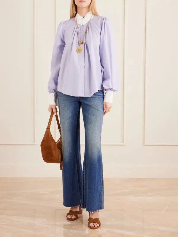 Maison Mayle Val D'isere Striped Cotton Blouse - Blue