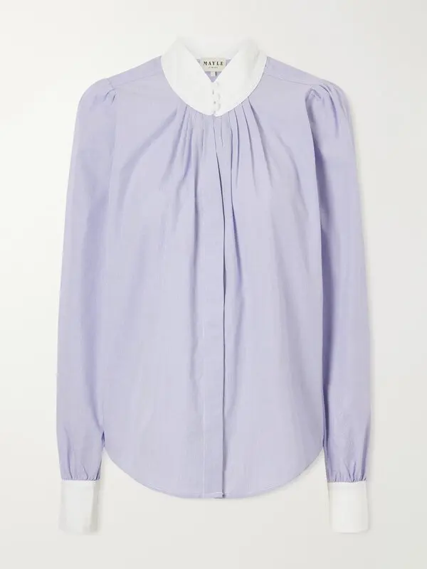 Maison Mayle Val D'isere Striped Cotton Blouse - Blue