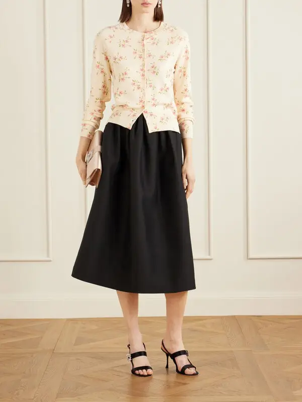 Simone Rocha Floral-print Knitted Cardigan