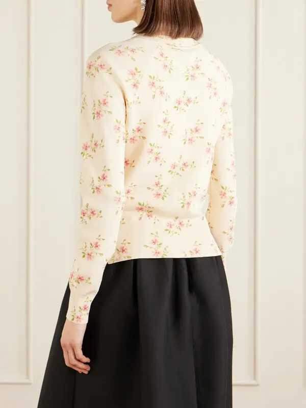 Simone Rocha Floral-print Knitted Cardigan