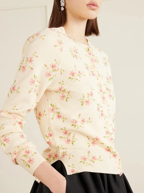 Simone Rocha Floral-print Knitted Cardigan