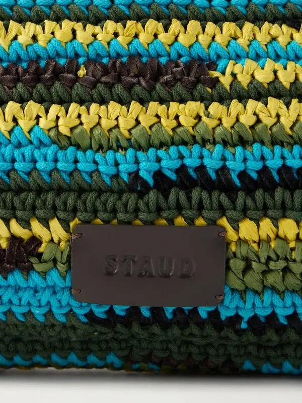Staud Timmy Leather-trimmed Crocheted Shoulder Bag