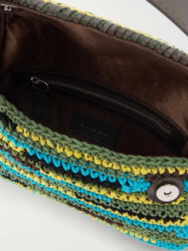 Staud Timmy Leather-trimmed Crocheted Shoulder Bag