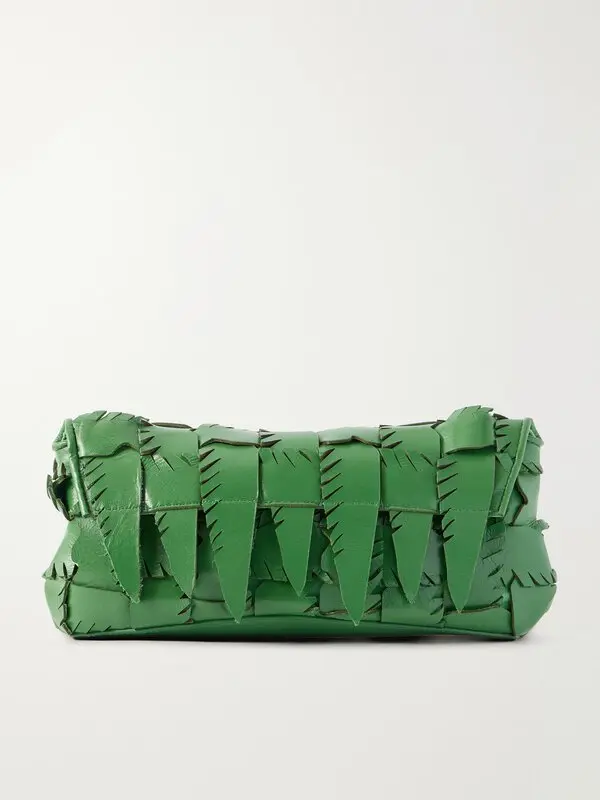 Staud Leaf Woven Leather Clutch