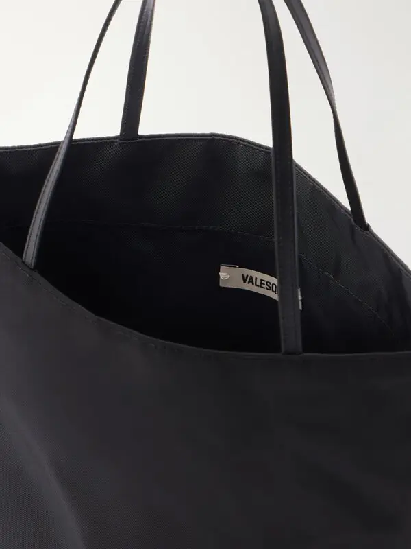 VALESQUE Thea Leather-trimmed Satin-shell Tote Bag