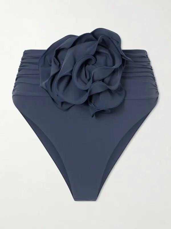 Magda Butrym Appliquéd Ruched Bikini Briefs - Gray